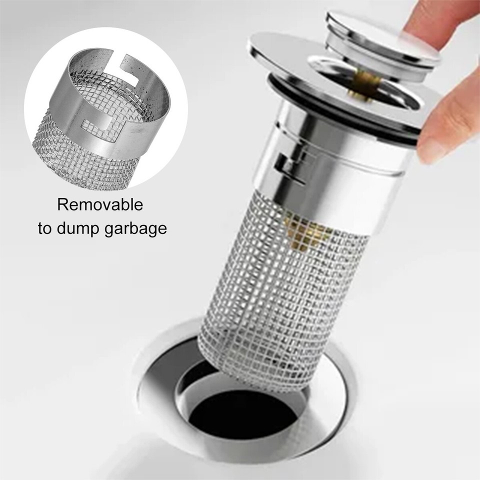 2PCS Pop Up Sink Drain Filter Plug Hair Catcher Shower Sink Mesh Basket ...