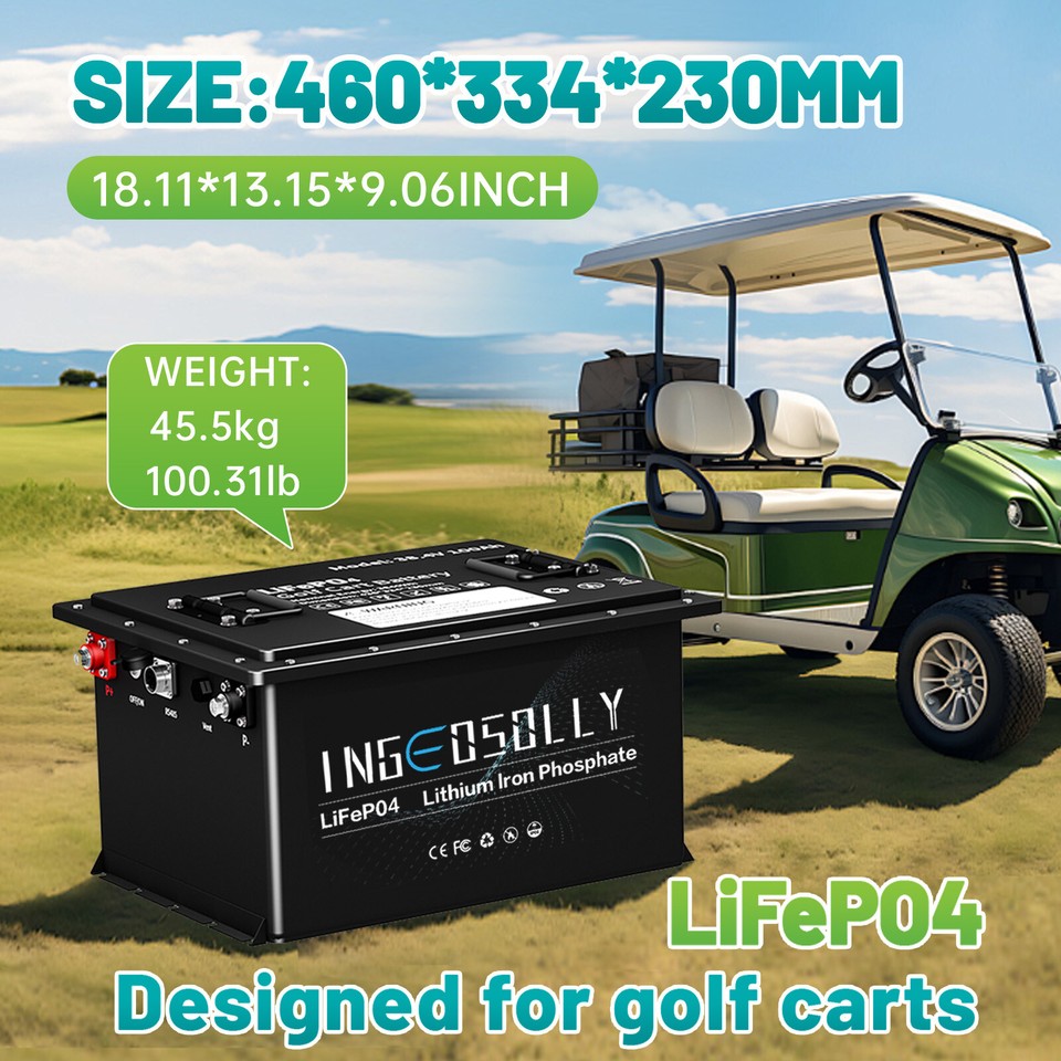 48V 105Ah Golf Cart LiFePO4 Lithium Battery 15000+ Cycle 200A BMS + 20A ...