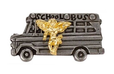 School Bus Pin Guardian Angel Pin Pewter Bus Driver Pin Gift Made in ...