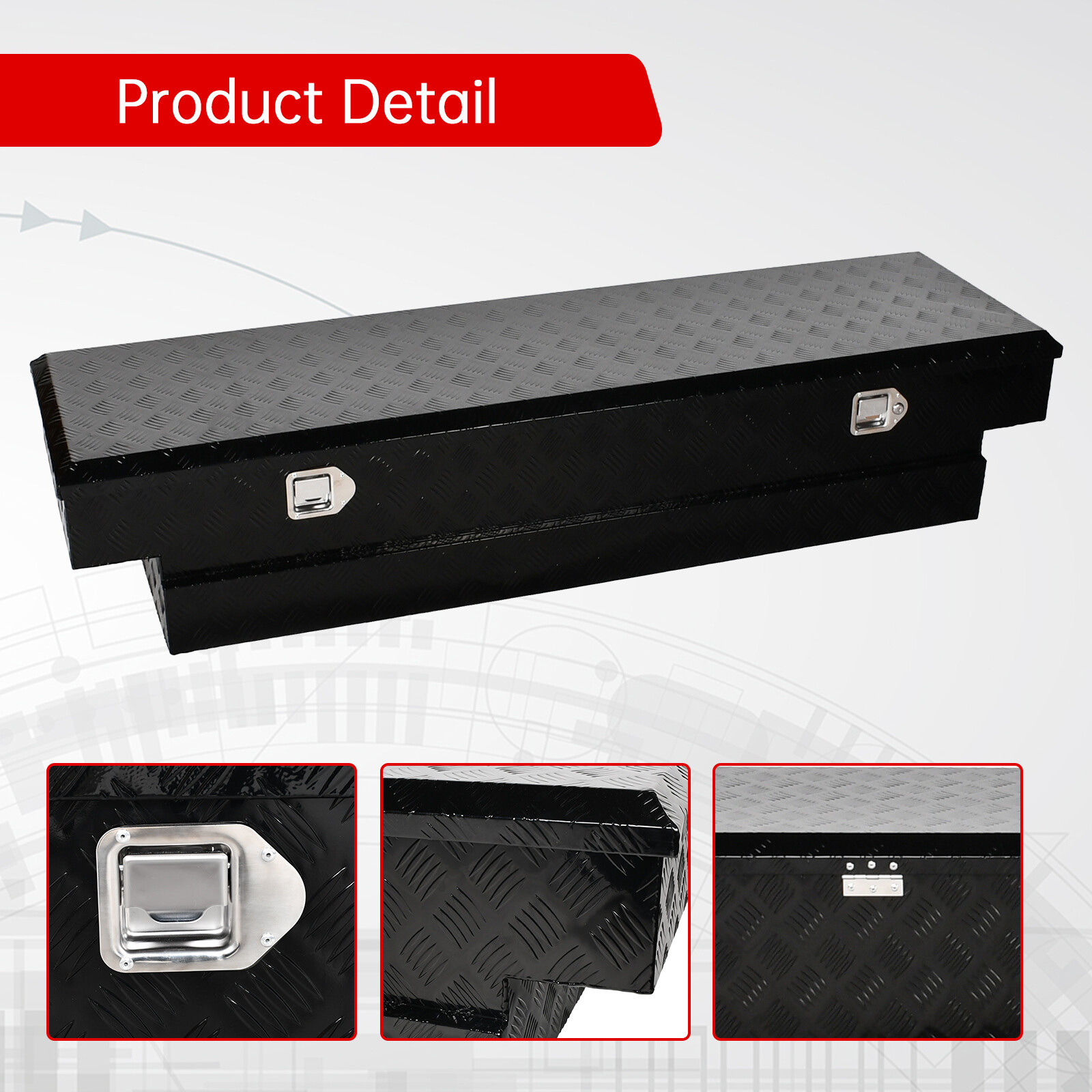 70"X20"X13.6"Matte Black Heavy-Wall Aluminum Low Profile Cross Truck ...