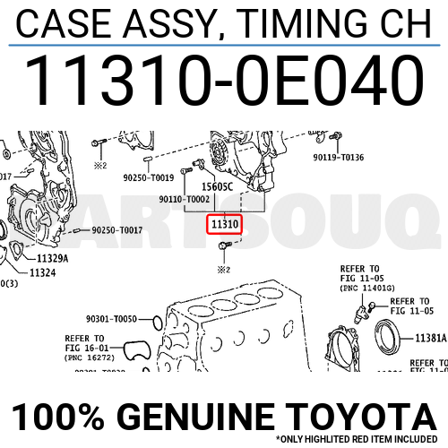 113100E040 Genuine Toyota CASE ASSY, TIMING CH 11310-0E040 | eBay