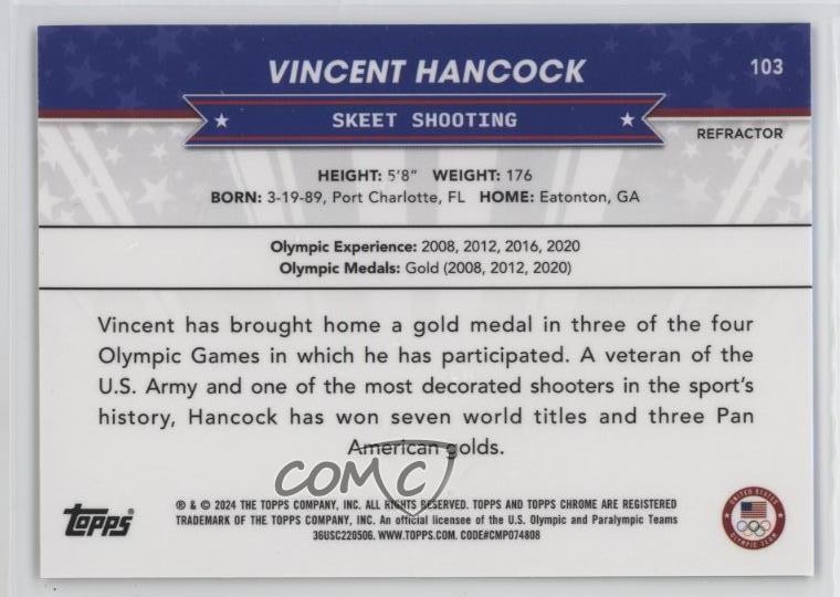 2024 Topps Chrome US Olympic & Paralympic Team and Hopefuls Vincent ...