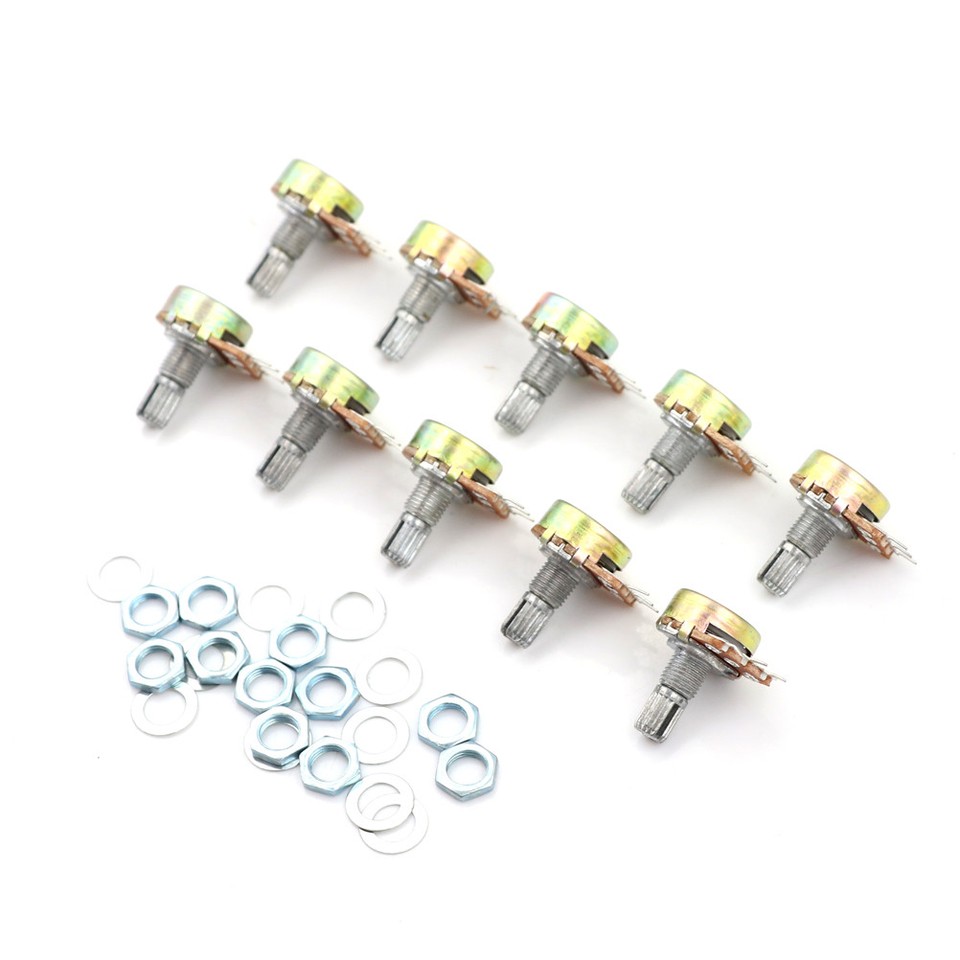 10x 100K Ohm Linear Taper Rotary Potentiometer Panel Pot B100K 15mm ...