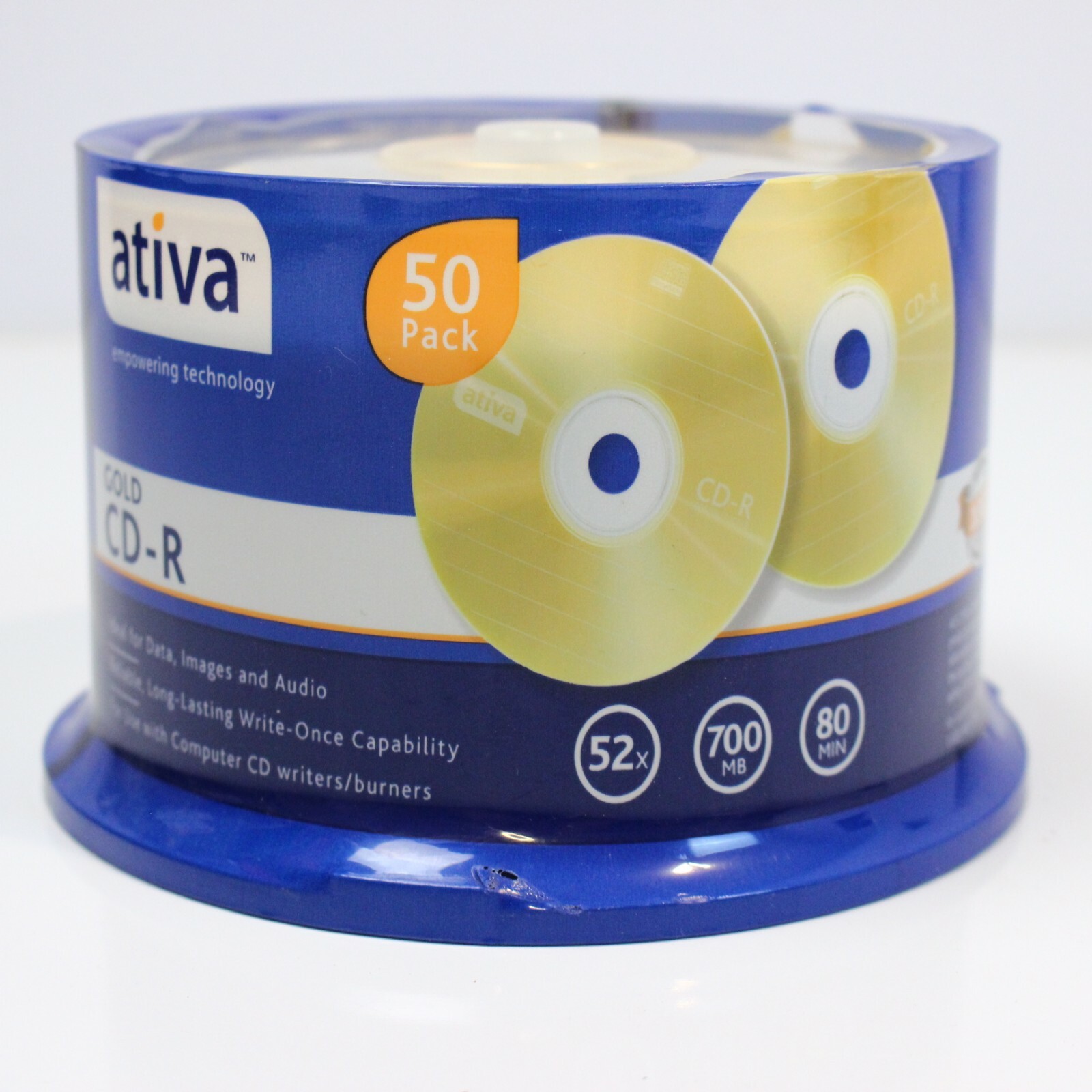 Ativa CD-R Recordable CD Media Spindle 80 Minute 700MB Gold Discs Pack ...