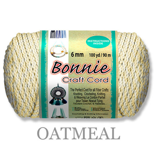 6MM Macrame Cord Bonnie Braid yarn rope 100yd rolls fusible colorfast ...