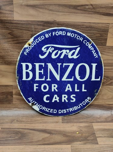 Porcelain Ford Benzol Enamel Metal Sign Plate Size 12" Inches Round | eBay