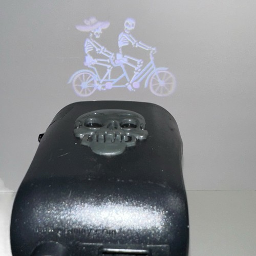 Projector Halloween Yard Light Show Whirl-A-Motion Skeletons On Bike ...
