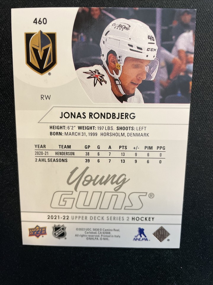 21-22 UD Sereis 2 Hockey Young Guns 460 Jonas Rondbjerg | eBay