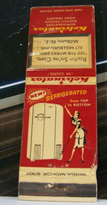Vintage Matchbook Cover T3 Millburn New Jersey Radio Refrigerator Pin ...