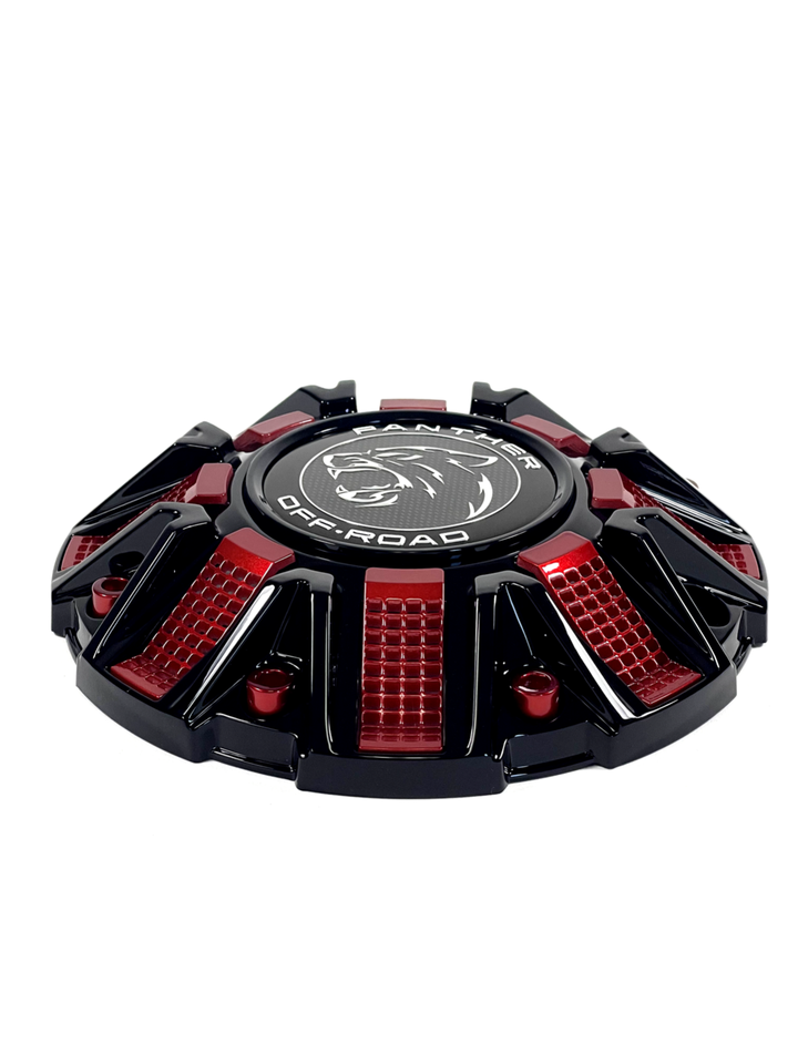 Panther Off-Road Gloss Black / Red Wheel Center Cap # CAP OR-D2 CAP OR ...