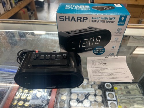 SHARP Digital Alarm Clock with AccuSet - Automatic Set, Black, WHITE ...