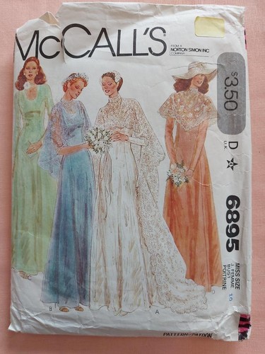 McCall's 6895 Misses' Wedding Gown, Bridesmaids Dresses & Cape Pattern ...