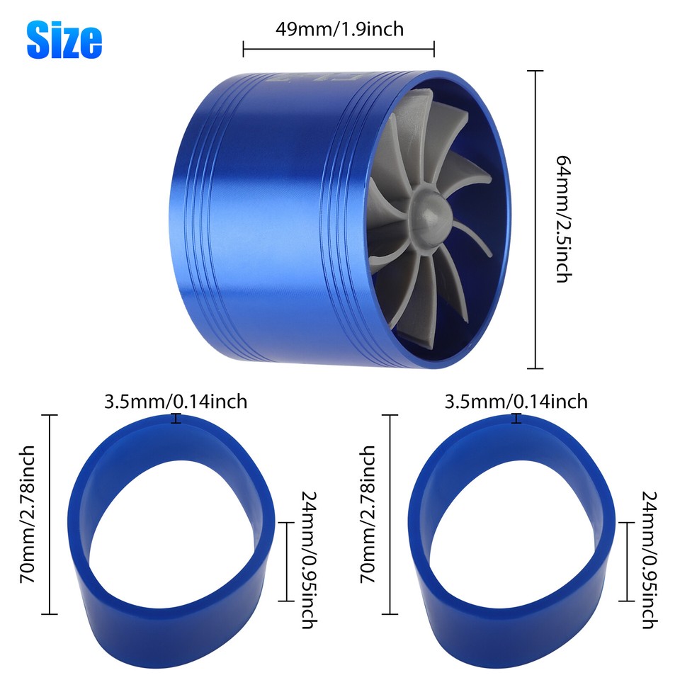 Universal Car Air Intake Turbonator Single Fan Turbine Gas Fuel Saver ...