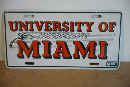 plaque immatriculation usa miami hurricanes plate license old officiel ...