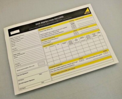 Gas Safety - Gas Inspection Record A4 Duplicate Pad | eBay