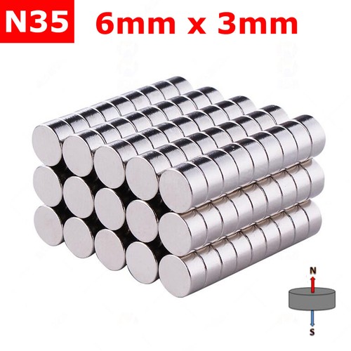 Strong Magnets 6mm x 3mm Neodymium Disc N35 Rare Earth Round Magnet ...