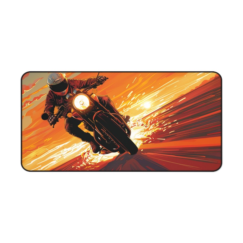 XL Desk Mat Motorcycle Riding Dreamscape with Retro Vibes Mouse Pad ...