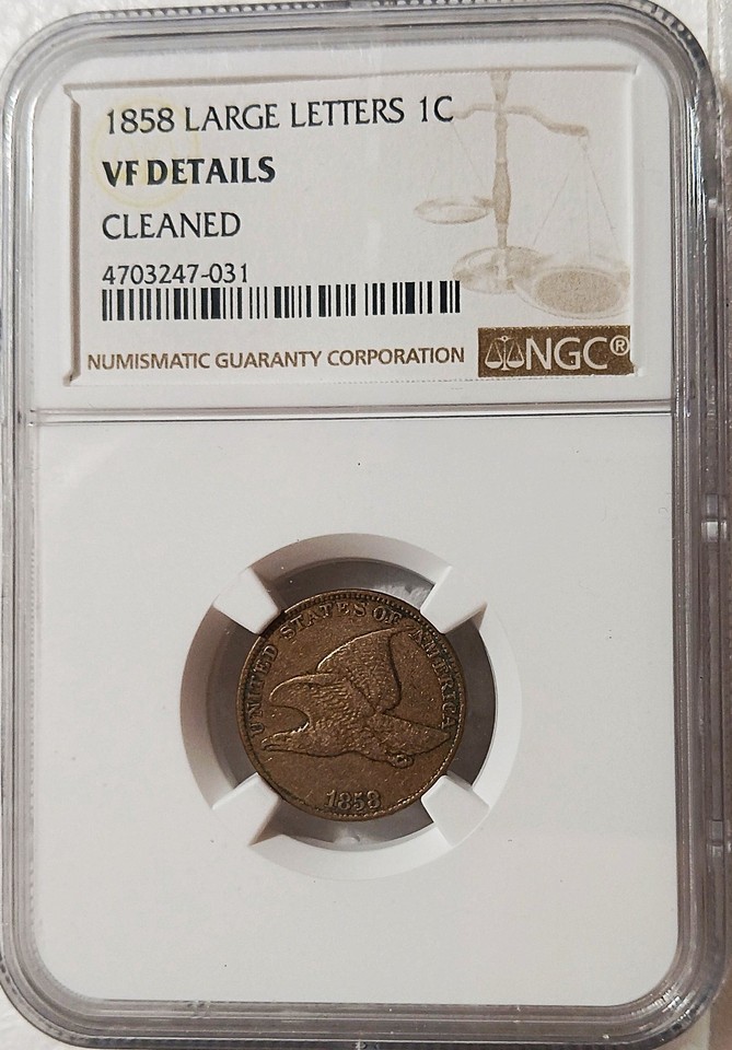 1858 Flying Eagle Cent Large Letters LL LOOKS ef ! VF - XF Very Fine ...
