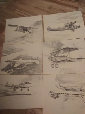 Vintage 4 delta planes prints signed 1 Huff Daland Dusters inc. 1 with ...