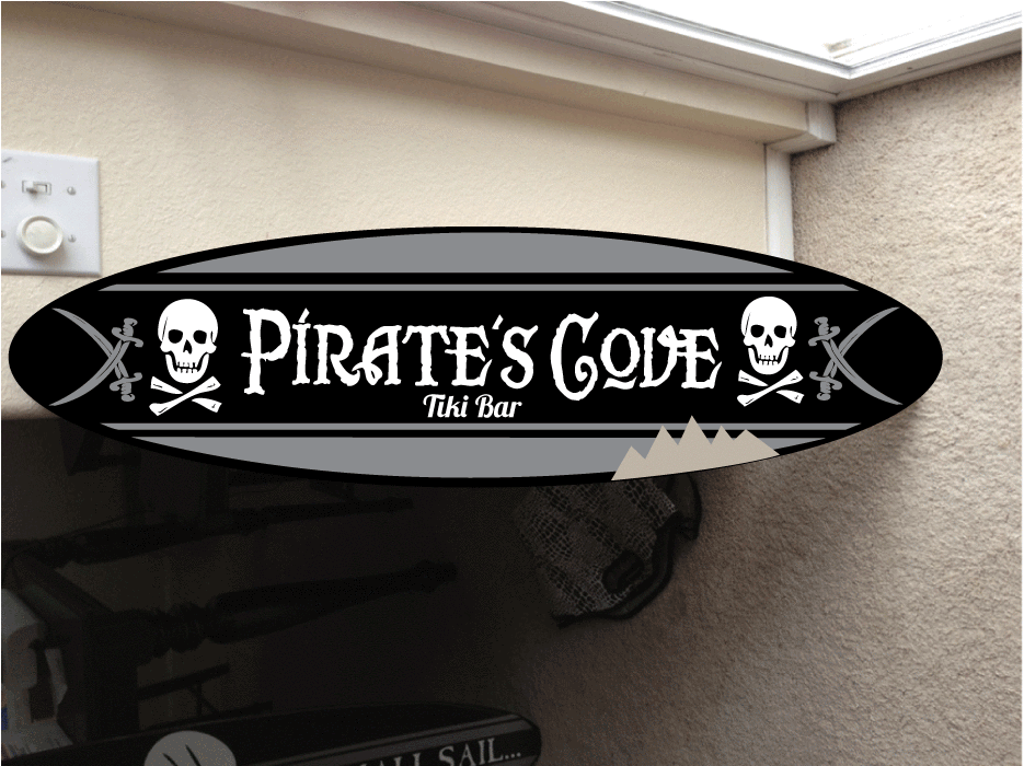 wall hanging surf board surfboard decor hawaiian beach surfing pirate ...