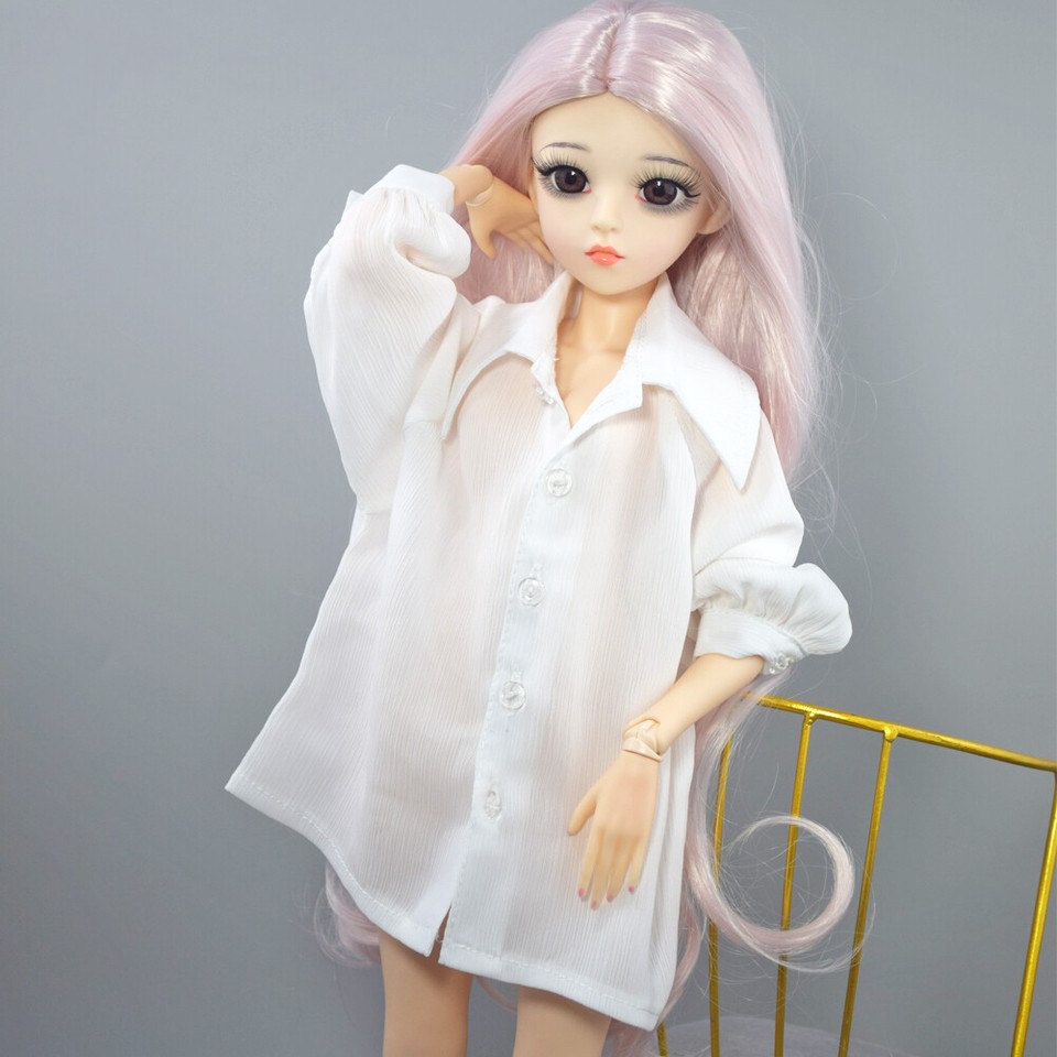 Fashion 1/3 BJD Doll + Face Makeup Pink Wavy Wig Clothes Kids Gift ...