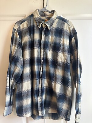 Bass Pro Shop Flannel Long Sleeve Button Down Shirt Mens Size L Blue ...