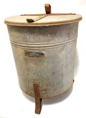 Vintage Just Rite Metal Oil Rag Waste Can Underwriters Lab Brass Tag 6 ...