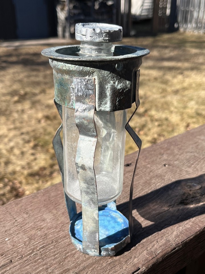 Antique Soda Acid Fire Extinguisher Clear Glass Acid Bottle and Cage ...