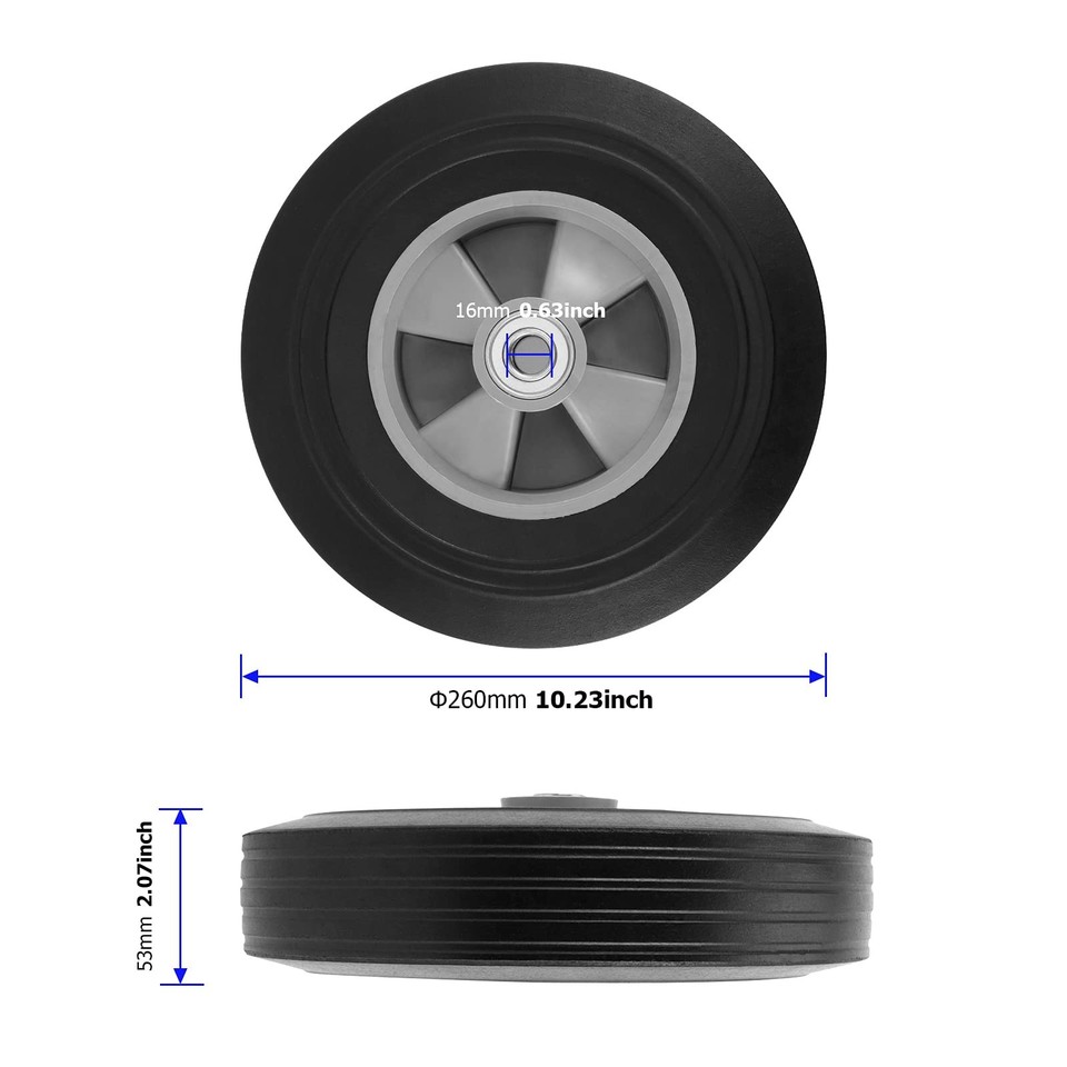 2 Pack 10 Inch Solid Rubber Tire, 5/8 Inch Axle Size Hand Truck Wheels ...