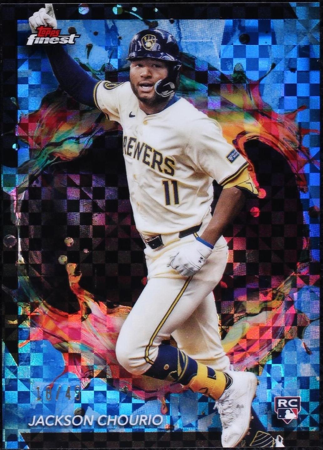 2024 Topps Finest - Rare Jackson Chourio #275 Blue Checkerboard ...