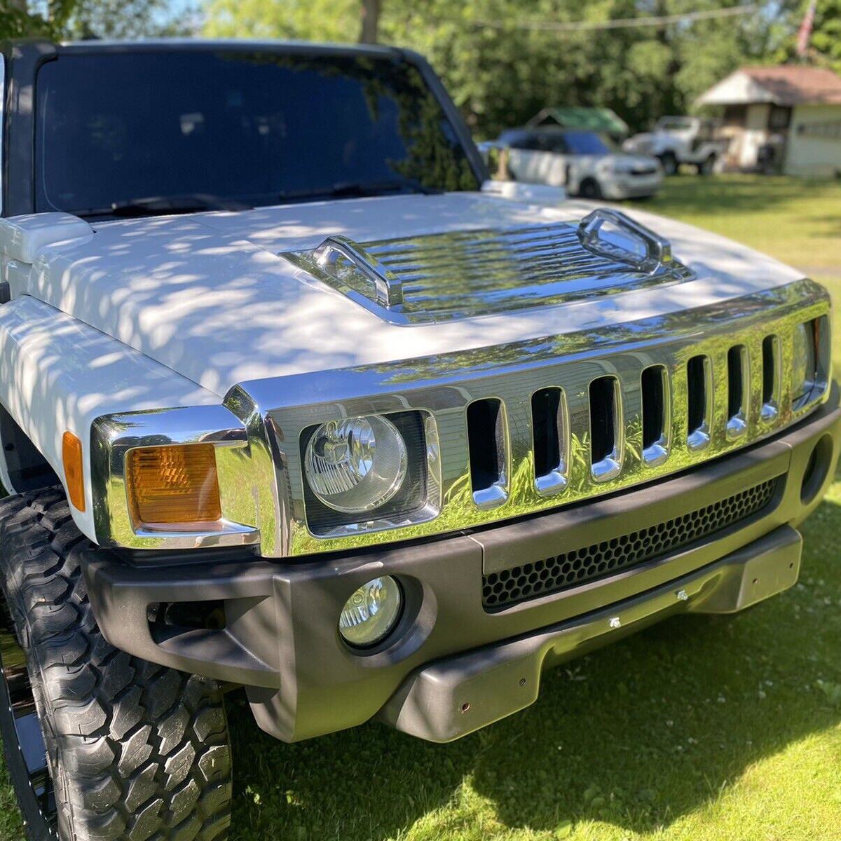 FOR 2006-2010 07 08 Hummer H3 H3T Chrome Hood Deck Vent Panel Handle ...