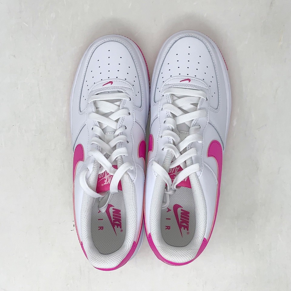 Nike Air Force 1 'Fuchsia Pink' White Sneakers, Size 5.5Y / 7W BNIB ...