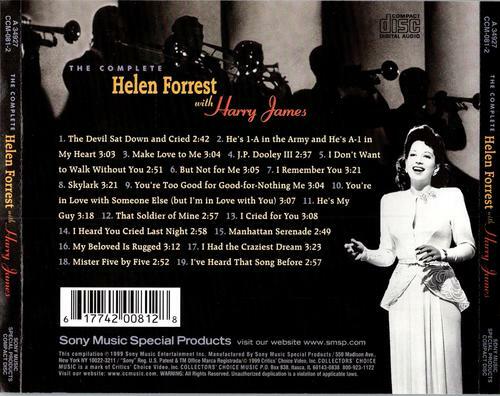Complete Helen Forrest with the Harry James Orchestra by Helen Forrest ...