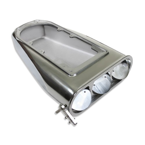 For Single/Dual Carb 4BBL Polished Aluminum Bug Catcher Finned Hood Air ...