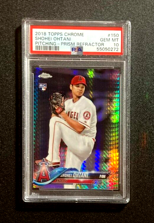 2018 TOPPS CHROME SHOHEI OHTANI PRISM REFRACTOR RC #150 PSA 2018 TOPPS CHROME SHOHEI OHTANI PRISM REFRACTOR RC #150 PSA