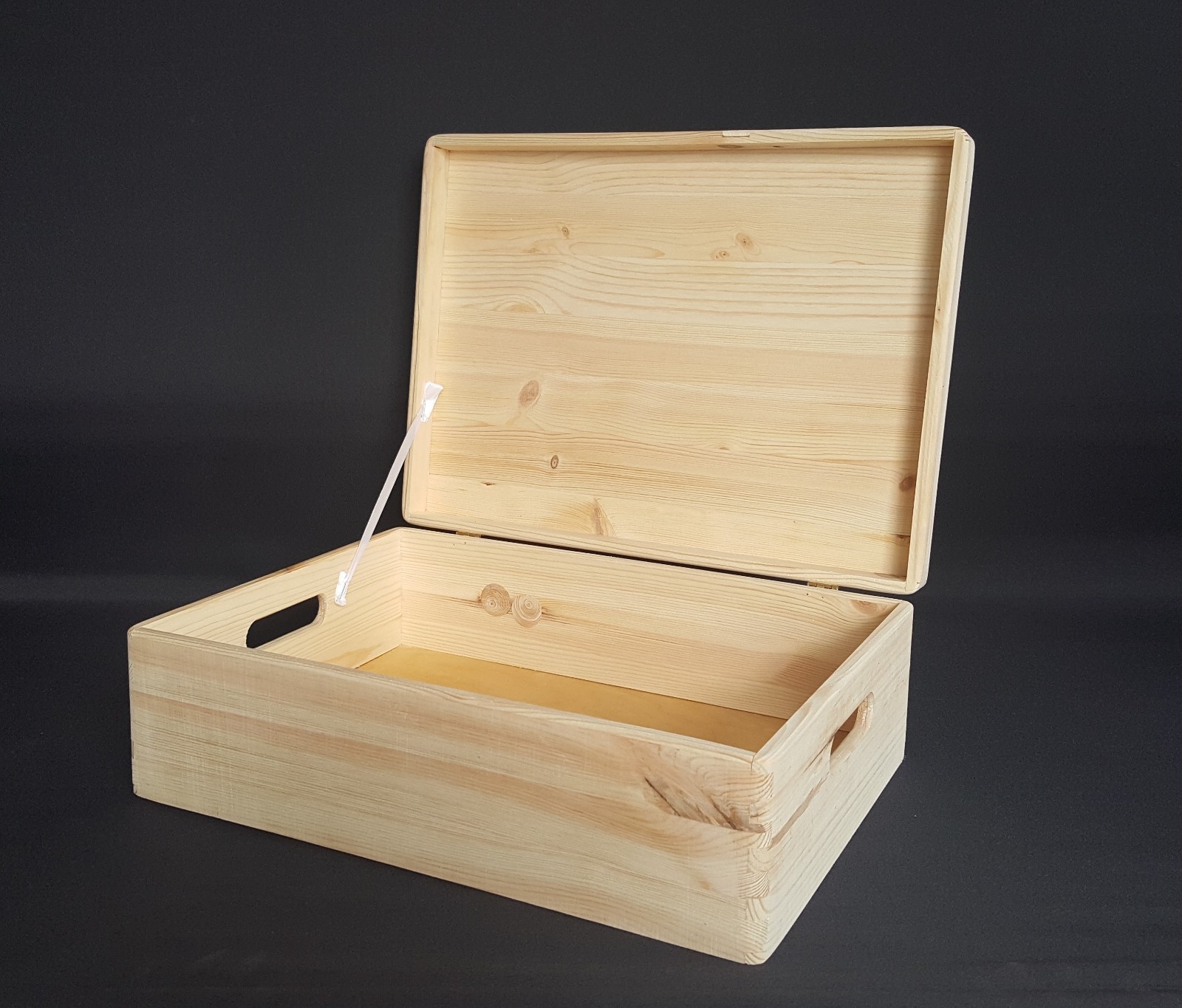 Large Wooden Boxes Plain Wood Storage Box Chest Lid Handle Keepsake ...