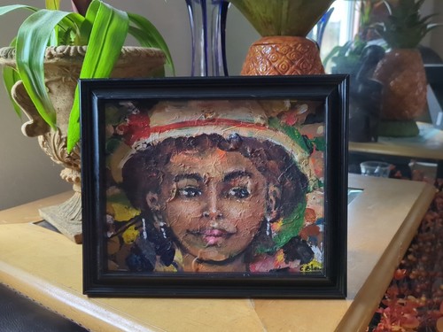 STUNNING HAITIAN ART PAINTING BY POPULAR CAREL BLAIN GIRL WITH HAT ...