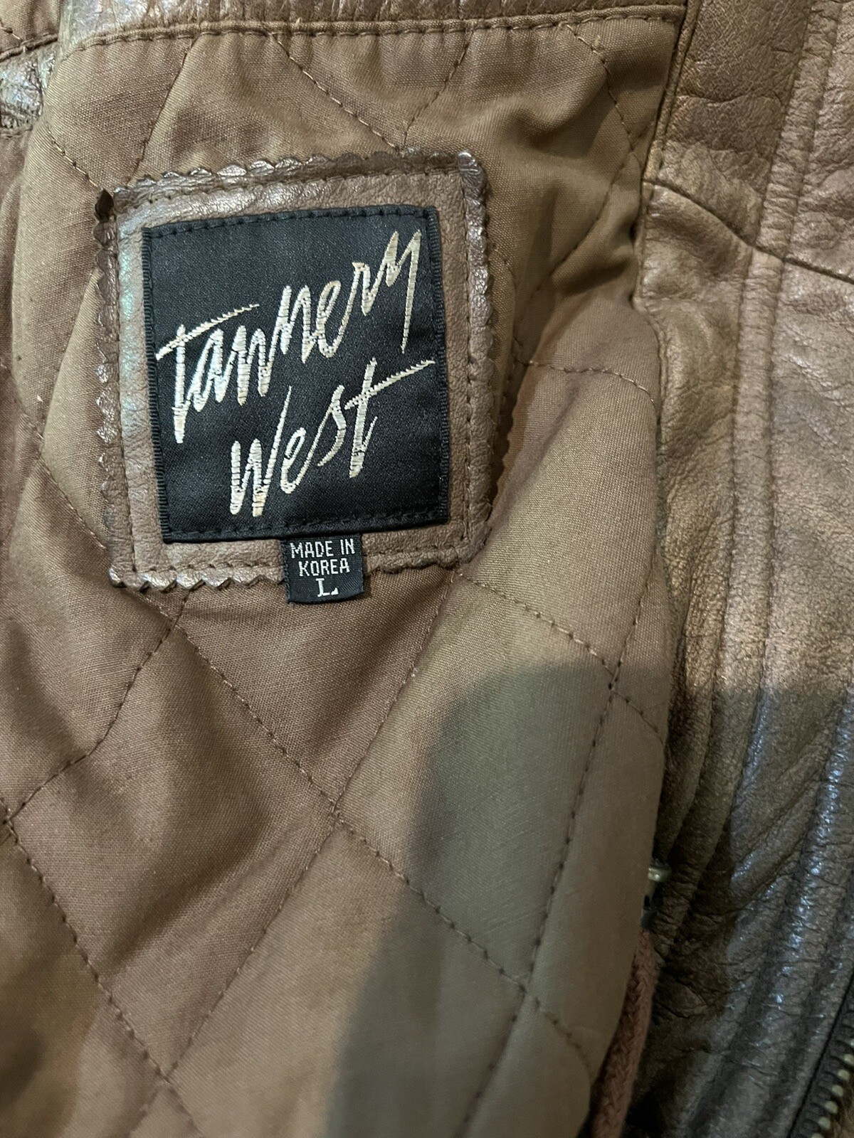 Vintage 1990s TANNERY WEST Leather Jacket Double Brea… - Gem