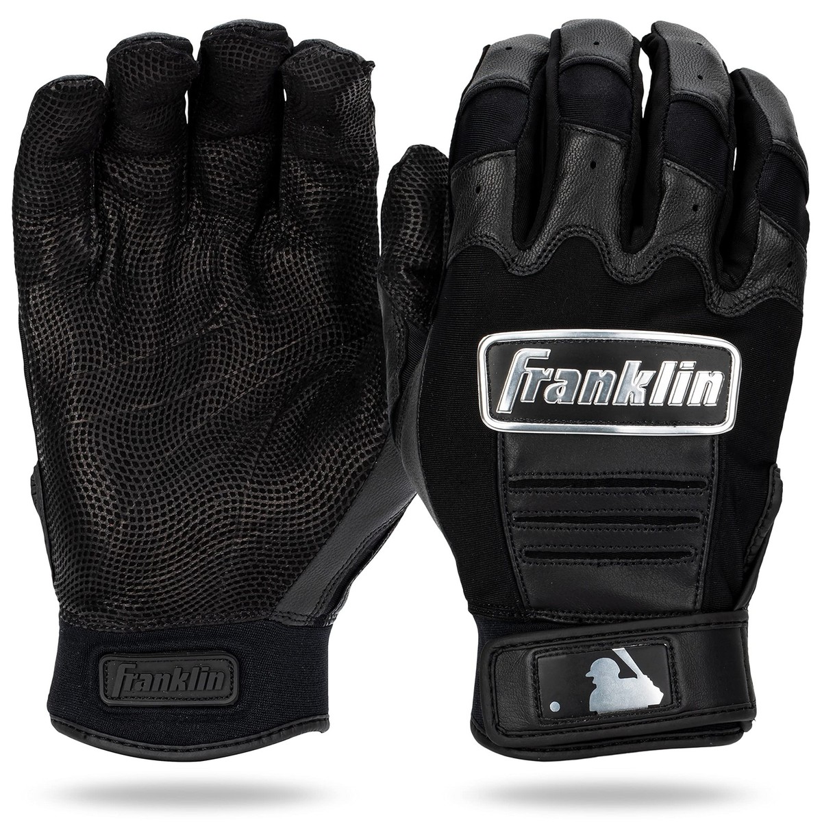 Franklin Sports CFX Pro Youth Batting Gloves Chrome Black MLB