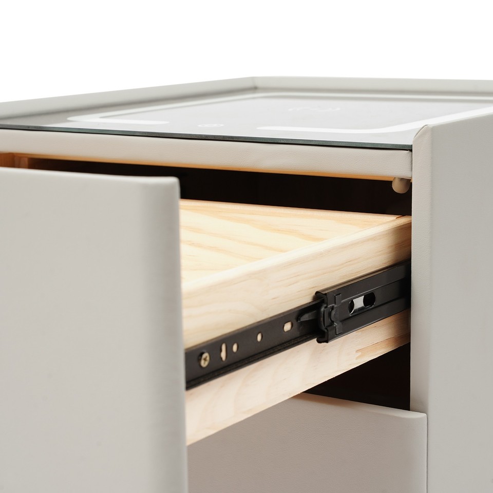Phone Charging Bedside Cabinet, Grey, Bedside Table with Safe ...