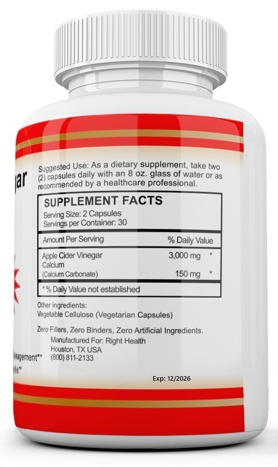 3 x APPLE CIDER VINEGAR Pills 3000mg RAPID FAST WEIGHT LOSS 180 ...