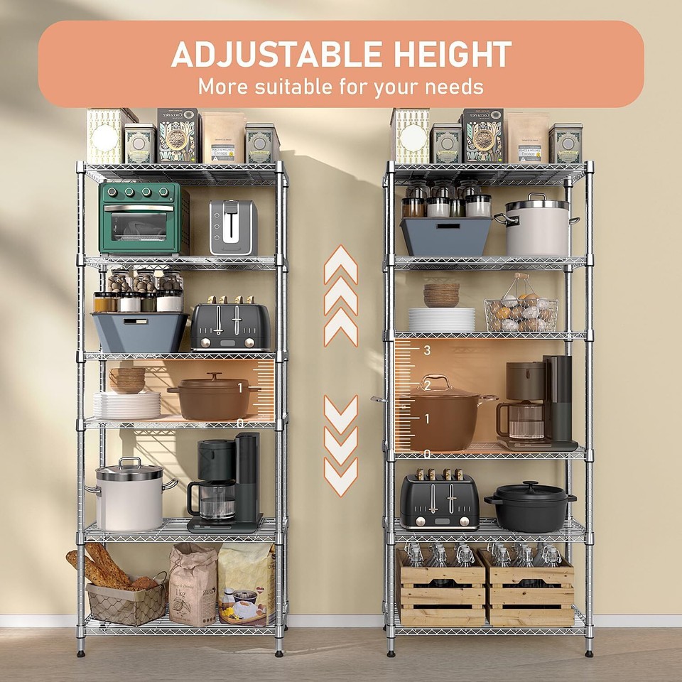Heavy Duty MZG 6 Tier Shelves 16*24*71" Storage Rack Metal Wire ...