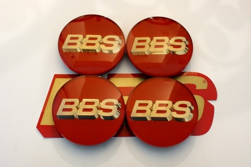 4 REAL BBS RED GOLD 3D LOGO 80mm CENTER CAP EMBLEMS 56.24.243 OR 56.24. ...