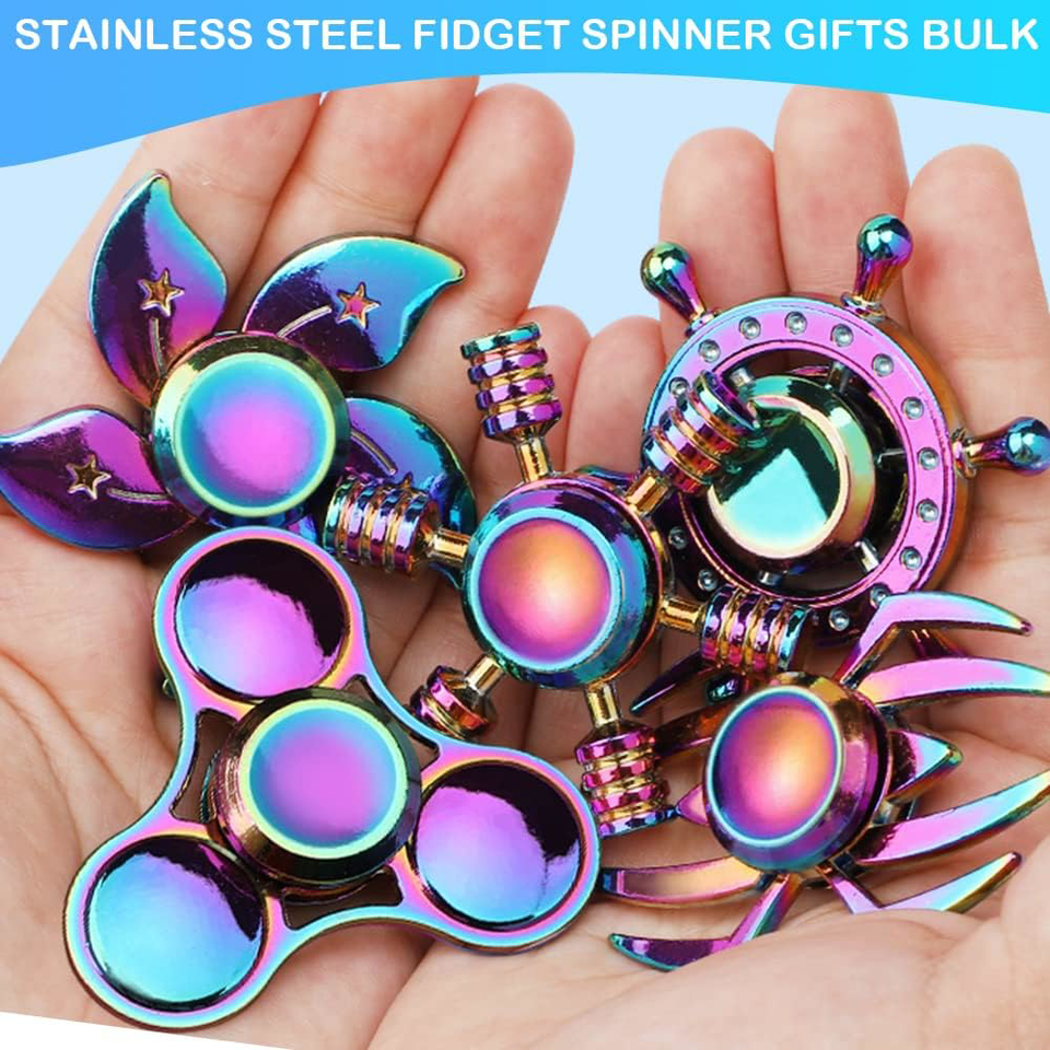 Cool Fidget Spinners Toy Metal for Kids Adults, Steel Fidgit Finger ...
