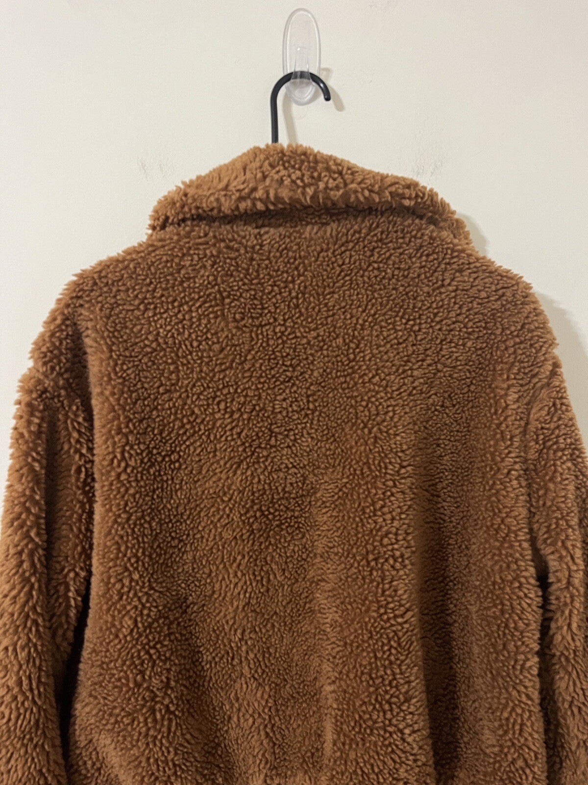 Urban Outfitters Willow Fuzzy Brown Drawstring Teddy Full Zip Cropped ...