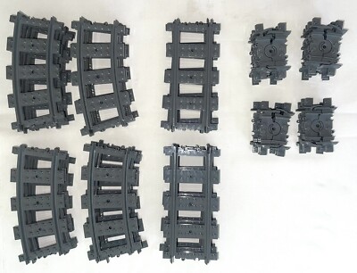 LEGO City Railroad Dark Gray Train Track Straight Curved & Flex Lot Of ...