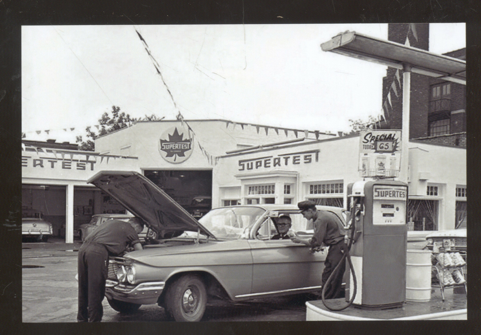 REAL PHOTO SUPERTEST GAS STATION ADVERTISING POSTCARD COPY 1961 ...
