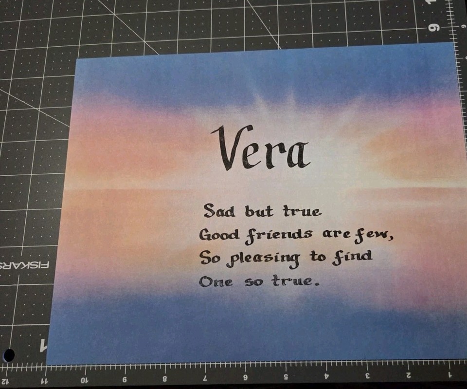 Vera Name Meaning Poem Hand Written Calligraphy Frameable Paper Art ...