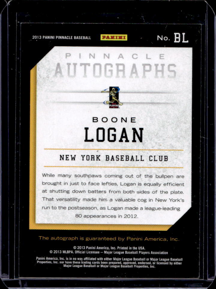 2013 Pinnacle Boone Logan Auto #BL Yankees | eBay