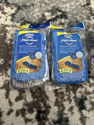2 Quickie Flip & Shine Microfiber Floor Mop Refill Type K (fits Quickie ...